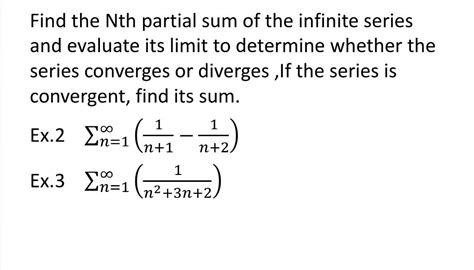solved find the nth partial sum of the infinite series and