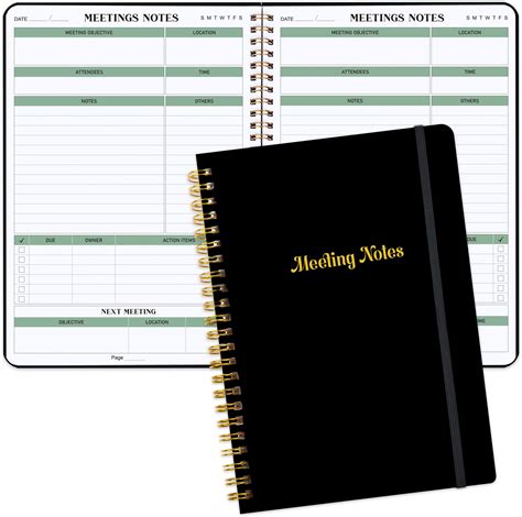 Limbjey Meeting Notebook For Work With Action Items Project Planner Notebook For