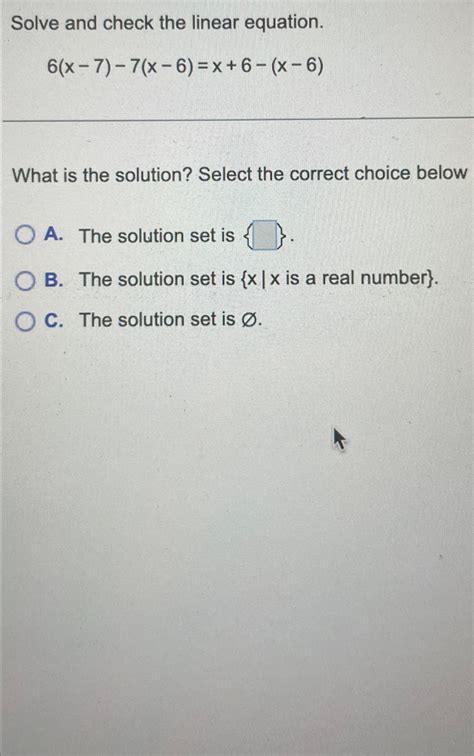 Solved Solve And Check The Linear Chegg Com