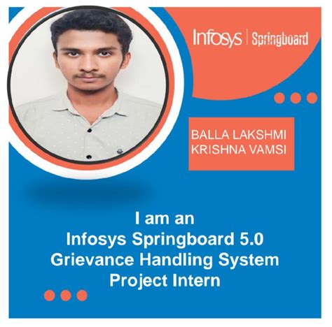 Balla Lakshmi Krishna Vamsi On Linkedin Infosys Infosysspringboard Internship