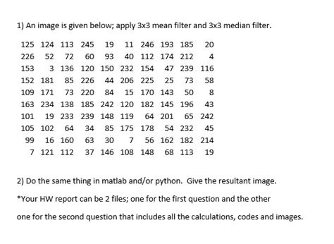 Solved 1 An Image Is Given Below Apply 3x3 Mean Filter And