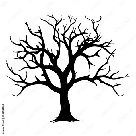 Dead Tree Silhouette Vector Isolated On A White Background A Scary