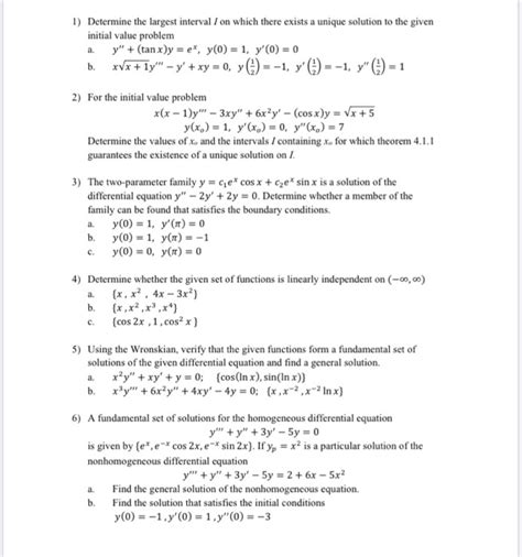 Solved 1 Determine The Largest Interval On Which There