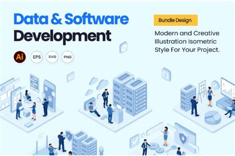 Data And Software Development Isometric Graphic By Alwichabib · Creative Fabrica