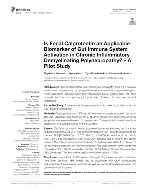 Pdf Is Fecal Calprotectin An Applicable Biomarker Of Gut Immune