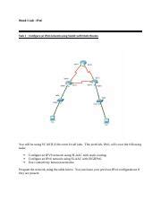 Week IPv Docx Week Lab IPv Task Configure An IPv Network Using SLAAC With Static