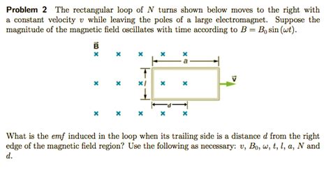 Solved Problem 2 The Rectangular Loop Of N Turns Shown Below