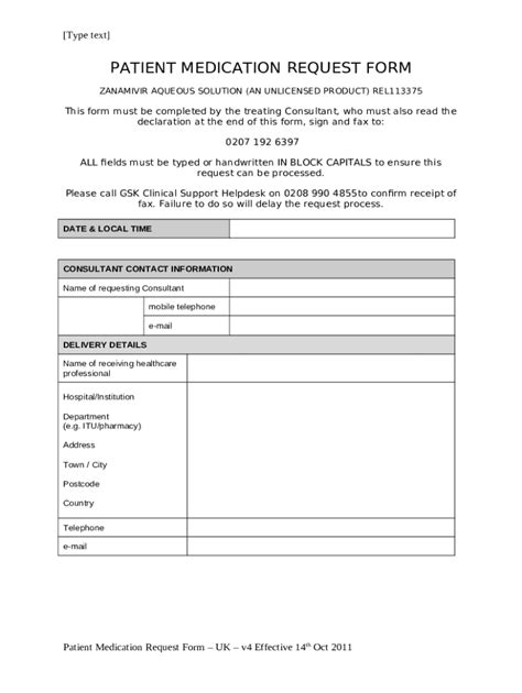 Patient Medication Request Doc Template Pdffiller