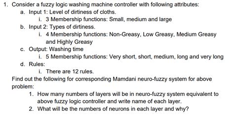 Solved 1 Consider A Fuzzy Logic Washing Machine Controller Chegg