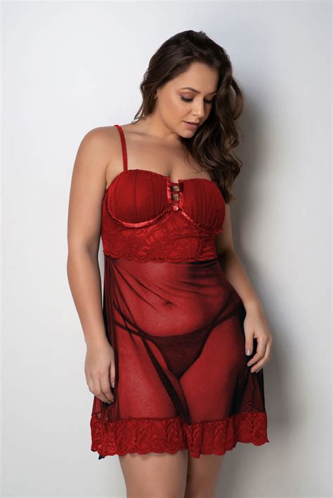 Camisola Sexy Luxo Plus Size Com Bojo