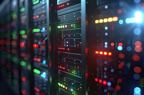 Rows Of Hightech Server Racks Illuminated In Data Center Showcasing