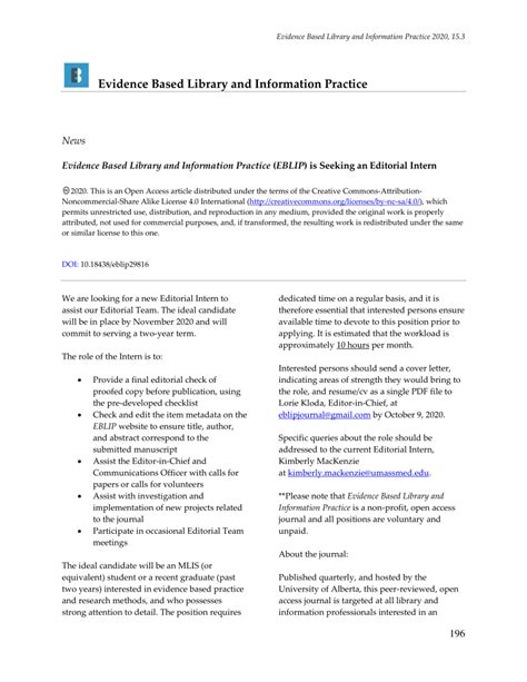 Pdf Evidence Based Library And Information Practice Eblip Is
