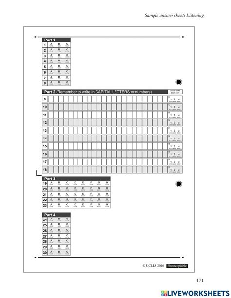 Fce Answer Sheet Use And Writing Worksheet Live Worksheets