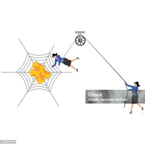 메일 및 함정 스팸 피싱 이메일 마케팅 홍보 거미줄 위를 걷고 거미줄로 묶인 이메일 메시지를 의심스럽게 바라보는 여성 사업가 갇힌에 대한 스톡 벡터 아트 및 기타 이미지