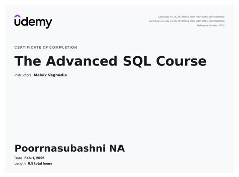 sql advancedsql sqldeveloper continuouslearning udemy poorrnasubashni nallasivam