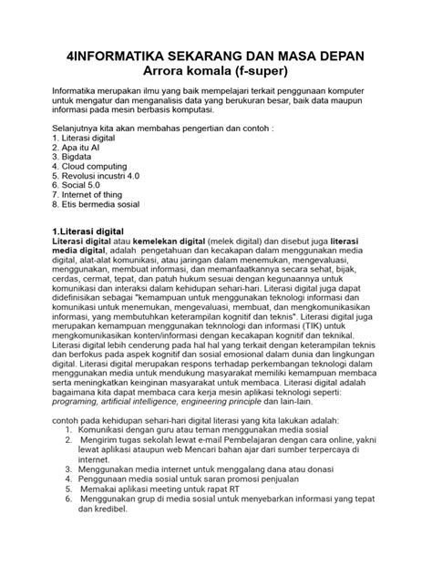Informatika Sekarang Dan Masa Depan Pdf