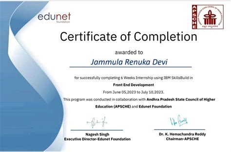 Renuka Devi Jammula On Linkedin Edunet Internship Edunet Apsche