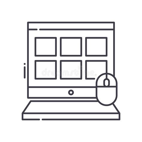 Digital Computer Icon Linear Isolated Illustration Thin Line Vector