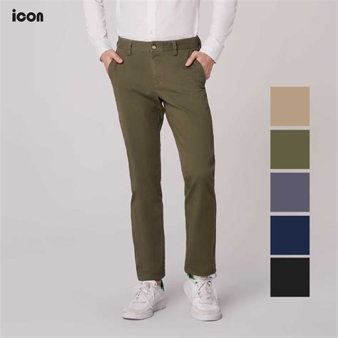 Icon ไอคอน รุ่นใหม่ กางเกงชิโน่ขายาวผู้ชาย ทรงสลิม มีให้เลือก 5 สี Chino Slim Isp7005