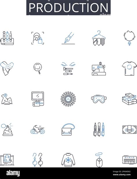 Production Line Icons Collection Creation Development Fabrication Manufacture Generation