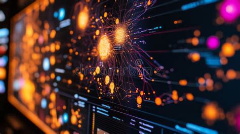 Visual Representation Of Data Connections On Digital Interface During A Tech Presentation Stock