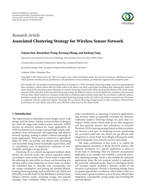 pdf associated clustering strategy for wireless sensor network