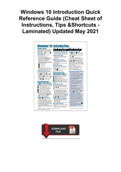 Pdf Book Windows 10 Introduction Quick Reference Guide Cheat Sheet Of Instructions Tips