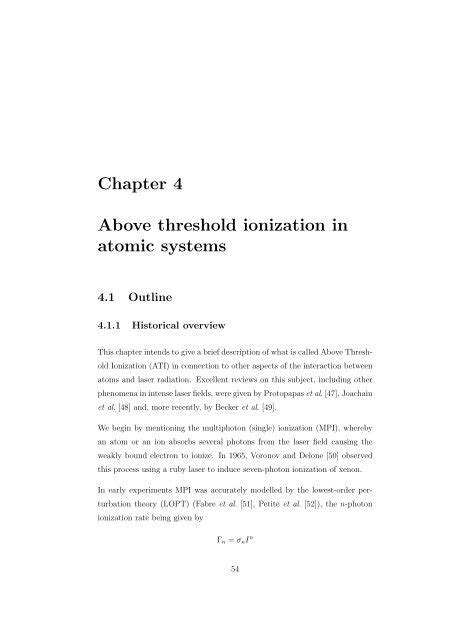 Chapter 4 Above Threshold Ionization In Atomic Systems