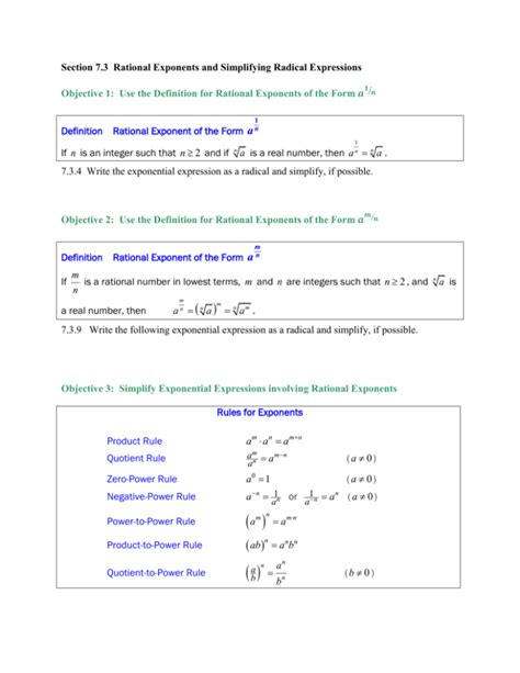 Section 7 3 Rational Exponents And Simplifying Radical