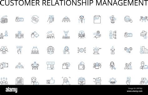 Customer Relationship Management Line Icons Collection Data Driven Containerized