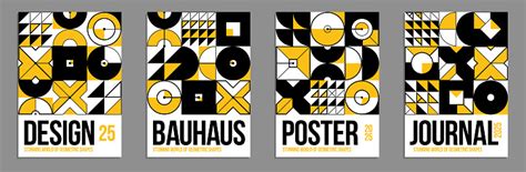 바우하우스 스타일의 기하학적 벡터 포스터 및 표지 광고 시트 레이아웃 기술 엔지니어링 스타일 모양 기계 브로셔 또는 책 표지 A4 용지에 대한 스톡 벡터 아트 및 기타