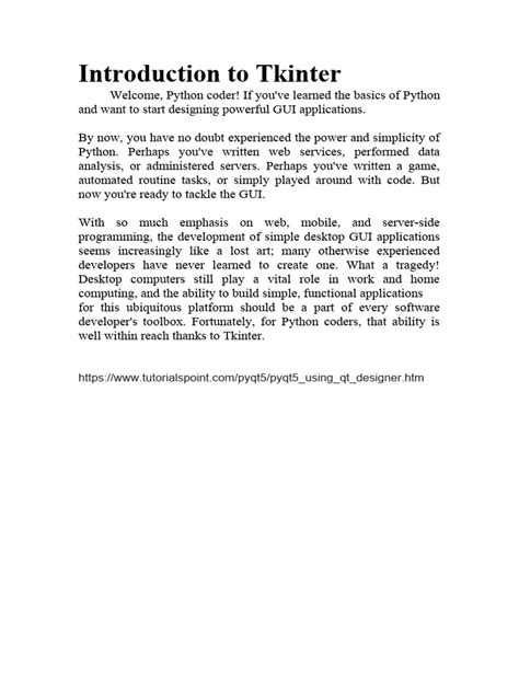 Introduction To Pytohon In Gui Pdf Graphical User Interfaces