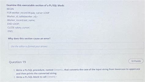 Solved Examine This Executable Section Of A Pl Sql Block Chegg