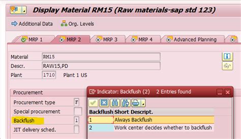 Solved Backflush Activation In Material Master And Work C Sap