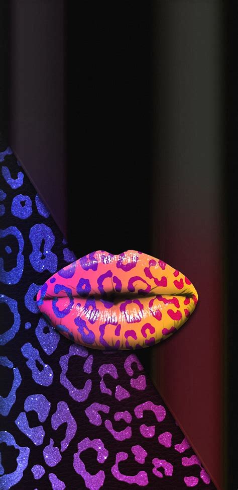 Lips Leopard Print Wallpaper