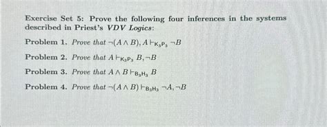 Solved Exercise Set 5 Prove The Following Four Inferences