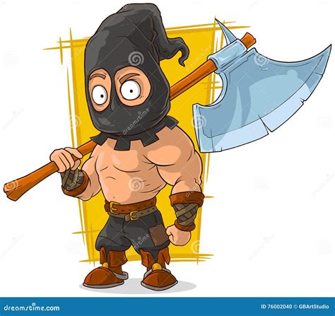 Cartoon Masked Executioner With Big Axe Stock Vector Illustration Of