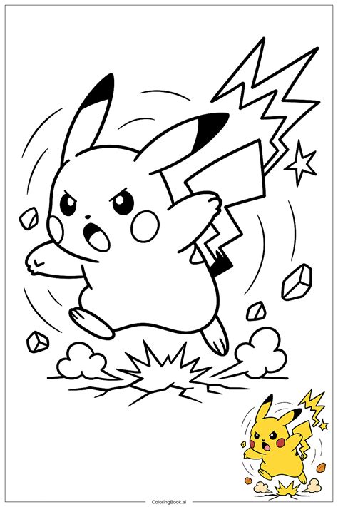 전투 중 번개꼬리 피카츄 색칠하기 페이지 무료 Pdfandpng 인쇄 가능