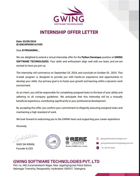 I Am Happy To Share That I Started A New Position Of A Python Developer Intern At Gwing Software