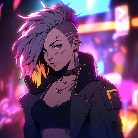 Premium Photo Anime Girl With Blonde Hair And Piercings In A City