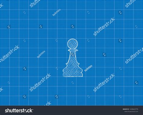 Blueprint Chess Pawn Drawing Stock Illustration 1428663770
