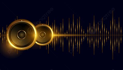 Free Vector Golden Music Speaker With Sound Notes Background Music Speakers Speaker Music