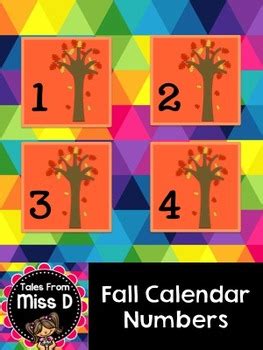 Fall Calendar Numbers By Tales From Miss D Teachers Pay Teachers