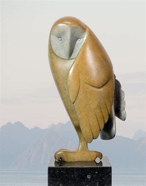 Evert Den Hartog Opkijkende Uil No 2 Owl Looking Up Bronze Sculpture