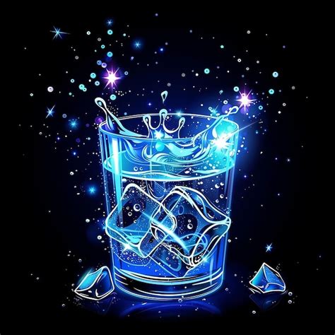 검은색 배경에 얼음 큐브 한 잔이 앉아 있습니다 프리미엄 Ai 생성 벡터