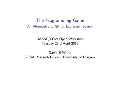 Ppt The Programming Game An Alternative To Gp For Expression Search Powerpoint Presentation