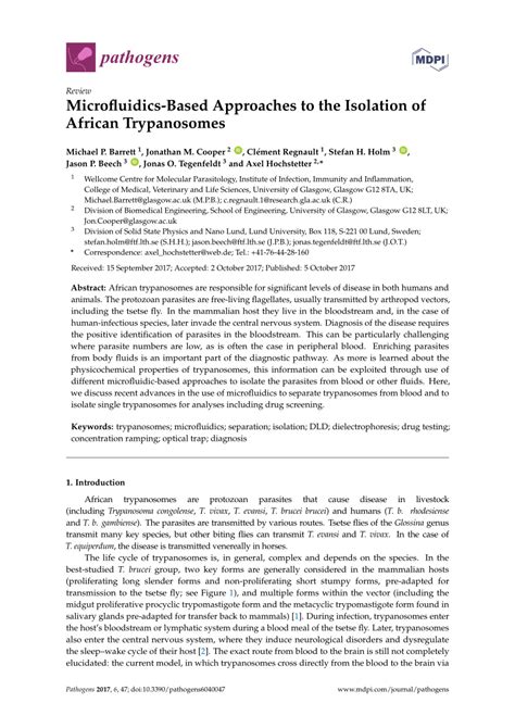 Pdf Microfluidics Based Approaches To The Isolation Of African