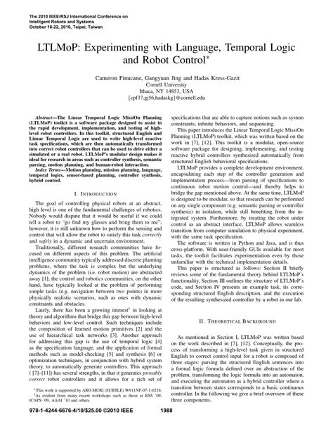 Pdf Ltlmop Experimenting With Language Temporal Logic And Robot Control