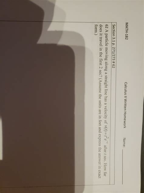 Solved Math 182 Calculus Ii Written Homework Name Section