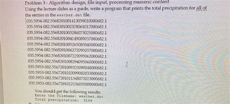 Problem 3 Algorithm Design File Input Processing